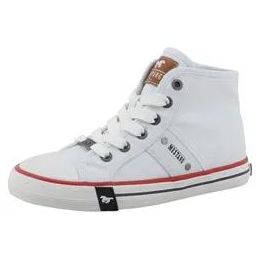 Sneaker Mustang SHOES "Gaspare", M&auml;dchen, Gr. 32, wei&szlig;, Baumwolle, Schuhe Sneaker, Freizeitschuh, Schn&uuml;rboots, High Top-Sneaker mit Nieten