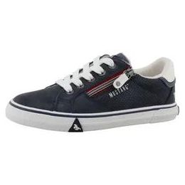 Sneaker Mustang SHOES "Inken", M&auml;dchen, Gr. 39, navy, Baumwolle, Lederimitat, Schuhe Sneaker, Freizeitschuh, Halbschuh, Schn&uuml;rschuh mit Logoschriftz&uuml;gen