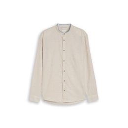 Tom Tailor Herren Regular Fit Hemd mit Leinenanteil, beige, Meliert, Gr. XXL