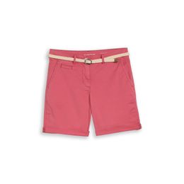 Tom Tailor Damen Chino Bermuda Shorts mit G&uuml;rtel, rot, Uni, Gr. 36
