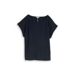 Tom Tailor Damen Loose Fit T-Shirt, blau, Uni, Gr. M