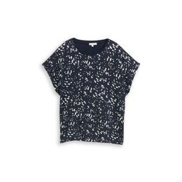 Tom Tailor Damen T-Shirt im Material-Mix, blau, Gemustert, Gr. XL