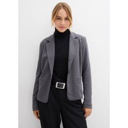 bonprix Sweatblazer mit flie&szlig;ender Viskose, grau, Gr.48/50 (XL), Blazer mit Reverskragen, aus Viskose