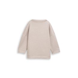 Tom Tailor Damen Boxy Fit Sweatshirt mit Stehkragen, grau, Meliert, Gr. L