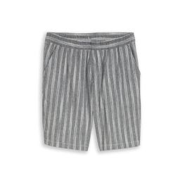 Tom Tailor Denim Herren TTRELAXED Shorts mit Leinenanteil, schwarz, Gestreift, Gr. XL