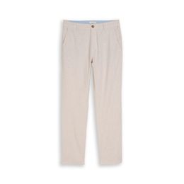 Tom Tailor Herren TTREGULAR Chino Hose mit Leinenanteil, beige, Meliert, Gr. 32/32