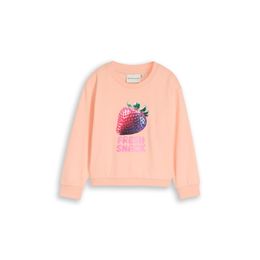 Tom Tailor M&auml;dchen Cropped Sweatshirt mit Print, orange, Uni, Gr. 116/122