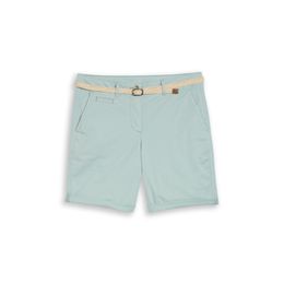 Tom Tailor Damen Chino Bermuda Shorts mit G&uuml;rtel, blau, Uni, Gr. 36