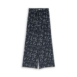 Tom Tailor Damen Loose Fit Palazzo Hose mit Muster, blau, Gepunktet, Gr. 44/32