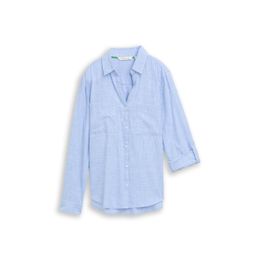Tom Tailor Damen Bluse mit Brusttaschen, blau, Meliert, Gr. 42