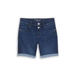 Tom Tailor Damen TTLENE SLIM Bermuda Jeans Shorts mit hohem Stretch, blau, Uni, Gr. 27