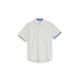 Tom Tailor Herren Regular Fit Kurzarmhemd aus Baumwolle, wei&szlig;, Gepunktet, Gr. S