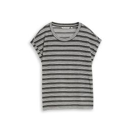 Tom Tailor Denim Damen T-Shirt mit Streifenmuster, schwarz, Gestreift, Gr. XXL
