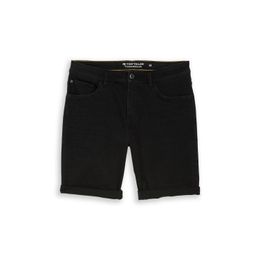 Tom Tailor Herren TTJOSH REGULAR SLIM Jeans Shorts, schwarz, Uni, Gr. 36