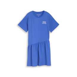 Tom Tailor M&auml;dchen Mini-Kleid mit Print, blau, Uni, Gr. 140