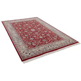 Theko Orientteppich &raquo;Benares Isfahan&laquo; rechteckig 12 mm H&ouml;he reine Wolle, handgekn&uuml;pft, mit Fransen rot Schurwolle B : 40cm 1 Stk., 12mm, L: 60cm