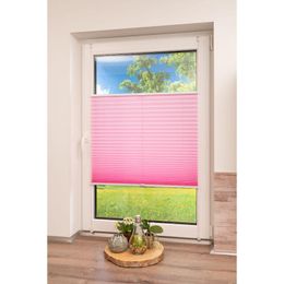 K-home Plissee &raquo;Klemmfix Pisa&laquo; Lichtschutz ohne Bohren verspannt Crushed-Optik pink Obermaterial: 100% Polyester 210cm, zweiseitig verschiebbar, 50cm