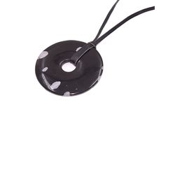 Kette mit Anh&auml;nger Firetti "Schmuck Geschenk Donut", schwarz-wei&szlig; (schwarz, wei&szlig;), Halsketten, Damen, Leder, L: 90 B: 3mm, Made in Germany - mit Onyx, Aventurin, Dalmatiner Jaspis oder Obsidian, B:3mm