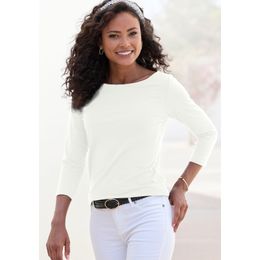 Lascana Damen 3/4-Arm-Shirt, creme, schwarz, Gr&ouml;&szlig;e 40/42