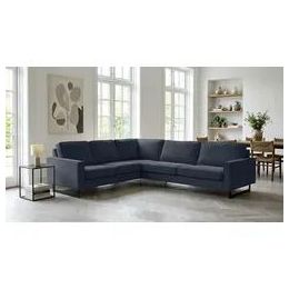 Ecksofa Home Affaire "Pinto, XXL, 250/290 cm, langer Schenkel, Ottomane", blau (rauchblau), B:290cm H:85cm T:250cm, Luxus-Microfaser in Lederoptik(100% Polyester);Cord (92% Polyester, 8% Polyamide), Sofas, Ecksofa, Cord, Chenille, Lederoptik, mit Keder, Metallf&uuml;&szlig;e, Wellenunterfederung