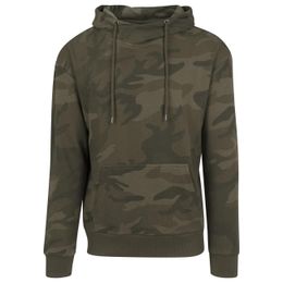 Kapuzensweatshirt Urban Classics "Urban Classics Herren High Neck Camo Hoody", Herren, Gr. M, olive camo, 60% Baumwolle, 40% Polyester, mehrfarbig, Sweatshirts