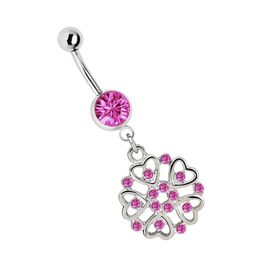 Adelia&acute;s Bauchnabelpiercing ADELIA&acute;S "Piercing Piercing Bauchnabelpiercing", Damen, Gr. onesize, pink, Chirurgiestahl, Piercings, 316l Stahl Banane - Steinkugel und Herz Blume pink