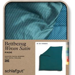 Bettbezug Schlafgut "Premium Bettbezug Woven Fade Satin (1 St)", bunt (petrol deep, gr&uuml;n deep), B:200cm L:200cm, Mako-Satin, Obermaterial: 100% Baumwolle, Bettbez&uuml;ge, Ton-in-Ton Rei&szlig;verschluss, Fadendichte von 300tc, Streifen, OEKO Tex