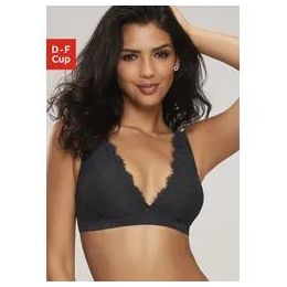 Bralette-BH Lascana "Cara", Damen, Gr. 80, Cup E, schwarz, Spitze, Obermaterial: 88% Polyamid, 12% Elasthan, BHs, ohne B&uuml;gel im edlen High-Apex Design, sexy Dessous