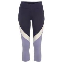 Caprihose Lascana ACTIVE, Damen, Gr. L (44/46), N-Gr, blau, Single Jersey, Obermaterial: 95% Baumwolle, 5% Elasthan, mehrfarbig, figurbetont kniebedeckend, Hosen Caprihose, Sporthose in Colourblockingdesign