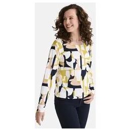 3/4-Arm-Shirt STOOKER WOMEN "MARIE Print Shirt Bluse 3/4-Arm", Damen, Gr. 44/46, gr&uuml;n (gr&uuml;n abstract), Jersey, 100% Baumwolle, regular fit, V-Ausschnitt, Shirts 3/4-Arm-Shirt, Regular Fit Shirt Bluse Baumwolle Shirt Knopfleiste f&uuml;r Damen