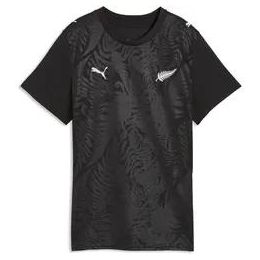 Trainingsshirt Puma "Neuseeland Heimtrikot Damen", Damen, Gr. XL, schwarz silber metallic, Obermaterial: 100% Polyester. Rippe: 100% Polyester. Einsatz: 100% Polyester, bedruckt, regular fit, Rundhals, Shirts