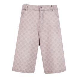 Cargoshorts PEQUS "PEQUS PEQUS Aether Monogram Denim Jorts", Herren, Gr. 31, Normalgr&ouml;&szlig;en, rose, 100% Baumwolle, relaxed fit, Hosen