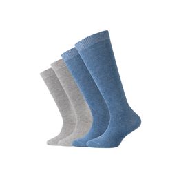 Kniestr&uuml;mpfe Camano "Kniestr&uuml;mpfe 4er Pack", M&auml;dchen, Gr. 27-30, blau (denim melange), 78% Baumwolle, 21% Polyamid, 1% Elasthan, uni, Socken Kniestr&uuml;mpfe