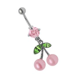 Adelia&acute;s Bauchnabelpiercing ADELIA&acute;S "Piercing Piercing Bauchnabelpiercing", Damen, Gr. onesize, rosa, Titan, Piercings, Titan Banane - Blatt mit Kirschen gr&uuml;n rosa