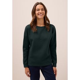 Langarmshirt Cecil, Damen, Gr. XXL (46), gr&uuml;n (ink gr&uuml;n), Web, 97% Baumwolle, 3% Elasthan, unifarben, normal normal, U-Boot-Ausschnitt, abgesteppt, Shirts Langarmshirt, aus elastischem Materialmix