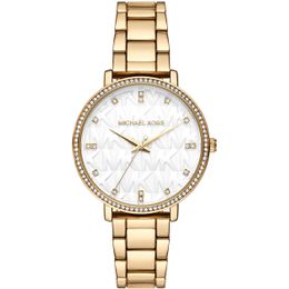 Quarzuhr Michael Kors "PYPER", gelbgoldfarben, wei&szlig;, Armbanduhren, Damen, Quarzuhr, Armbanduhr, Damenuhr, Edelstahlarmband, analog, Glassteine