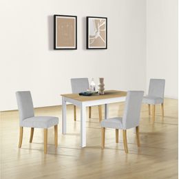 Esstisch OTTO HOME "Olst", beige (natur, wei&szlig;), B:120cm H:77cm T:70cm, Particle board with melamine, wood base with paper wrapping, Tische, Esstisch, im Landhaus Stil mit pflegeleichter Oberfl&auml;che, verschiedene Gr&ouml;&szlig;en