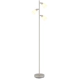 Globo LIGHTING Stehlampe "TRENT", sandfarben matt, 3, H: 161cm, 1 Stk., Leuchten, Sandfarbene Stehleuchte mit Chrom und Glas opal, dreh-/schwenkbar, Stehlampe