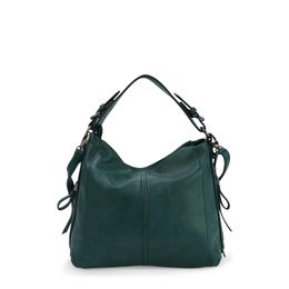 Schultertasche Harpa "BELVA", Damen, Gr. B/H/T: 12cm x 31cm x 42cm, dunkelblau, Polyurethan (PU), unifarben, Taschen Schultertasche, mit seitlichen Rei&szlig;verschlussf&auml;chern