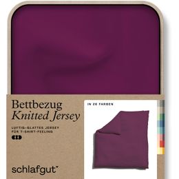 Bettbezug Schlafgut "Premium Bettbezug Knitted Jersey (1 St)", lila (lila deep), B:200cm L:200cm, Jersey, Obermaterial: 95% Baumwolle, 5% Elasthan, Bettbez&uuml;ge, Ton-in-Ton Rei&szlig;verschluss, Bio-Baumwolle mit Elasthan, Uni, OEKO Tex