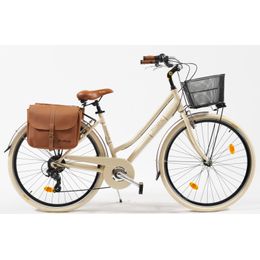 Cityrad "Citybike 605 Alu Lady" Gr. 46, beige (beige, beige), VENICE - I LOVE ITALY, Fahrr&auml;der, 46cm, 28 Zoll (71,12cm), f&uuml;r Damen, Kettenschaltung