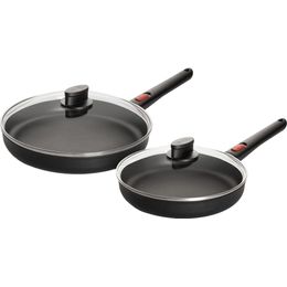 Pfannen-Set WOLL MADE IN GERMANY "Eco Lite QXR", schwarz, H:5cm &Oslash;:28cm, Pfannen, Abnehmbarer Stiel, Antihaftbeschichtet