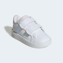 Klettschuh adidas Sportswear "GRAND COURT 3.0 F&Uuml;R BABYS UND KLEINKINDER", Kinder, Gr. 26, cloud wei&szlig;, iridescent, ftwr wei&szlig;, Synthetik, Textil, Schuhe Klettschuh, f&uuml;r Kinder
