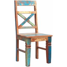 4-Fu&szlig;stuhl Sit "Riverboat", bunt, B:45cm H:100cm T:45cm, Massivholz, St&uuml;hle, im 2er-Set, Shabby Chic, Vintage