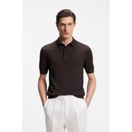 Kurzarmpullover BOSS "Nolano", Herren, Gr. L, schwarz braun207, Strick, Obermaterial: 100% Schurwolle, unifarben, regular fit h&uuml;ftbedeckend, Rippb&uuml;ndchen, Pullover, aus Schurwolle, Polokragen