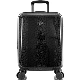 Hartschalen-Trolley Heys "Leopard, 53 cm", Gr. B/H/T: 38cm x 53cm x 23cm 40 l, schwarz (schwarz leopard), Polycarbonat, Koffer, Heys Handgep&auml;ck-Koffer Reisegep&auml;ck