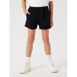 Sweatshorts name it "NKFVOLTA SWE SHORTS UNB", M&auml;dchen, Gr. 140, N-Gr, schwarz, angeraute Sweatware, Obermaterial: 95% Baumwolle, 5% Elasthan, unifarben, regular fit kurz, Hosen Sweatshorts, Baumwollmischung, Regular Fit