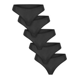 Panty Urban Classics "Urban Classics Ladies Bamboo Tanga 5-Pack", Damen, Gr. M, schwarz, schwarz, schwarz, schwarz, schwarz, 95% Viskose, 5% Elasthan, unifarben, Unterhosen Panty