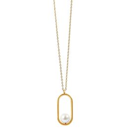 Adelia&acute;s Kette ohne Anh&auml;nger ADELIA&acute;S "Damen Halskette aus Edelstahl mit Perle 45 cm", gold, Halsketten, Damen, 45cm, Edelstahl, Ein Geschenk, das Freude macht