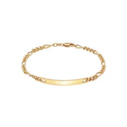 Armband Kuzzoi "Herren ID Platte Figaro Klassisch 925 Silber" Gr. 19, gold, Armb&auml;nder, Herren, 19cm, ohne Stein, Silber 925 (Sterlingsilber), Armb&auml;nder mit Gravur